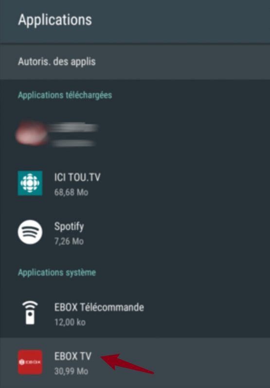 Pour redémarrer l’application EBOX TV | EBOX