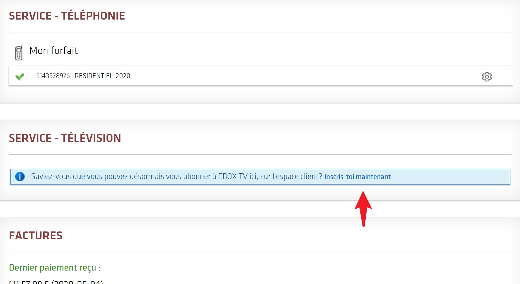 Ajouter le service TV à ma liste de services | EBOX