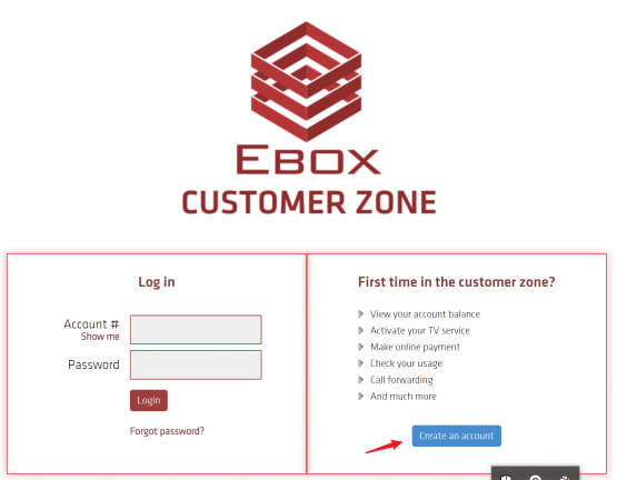 Create an Account in the Customer Zone | EBOX